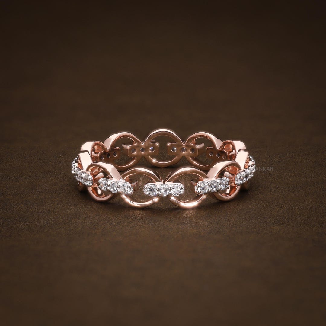 Minimalist Stackable Lab Diamond Chain Ring Cable Chain Link Statement ...