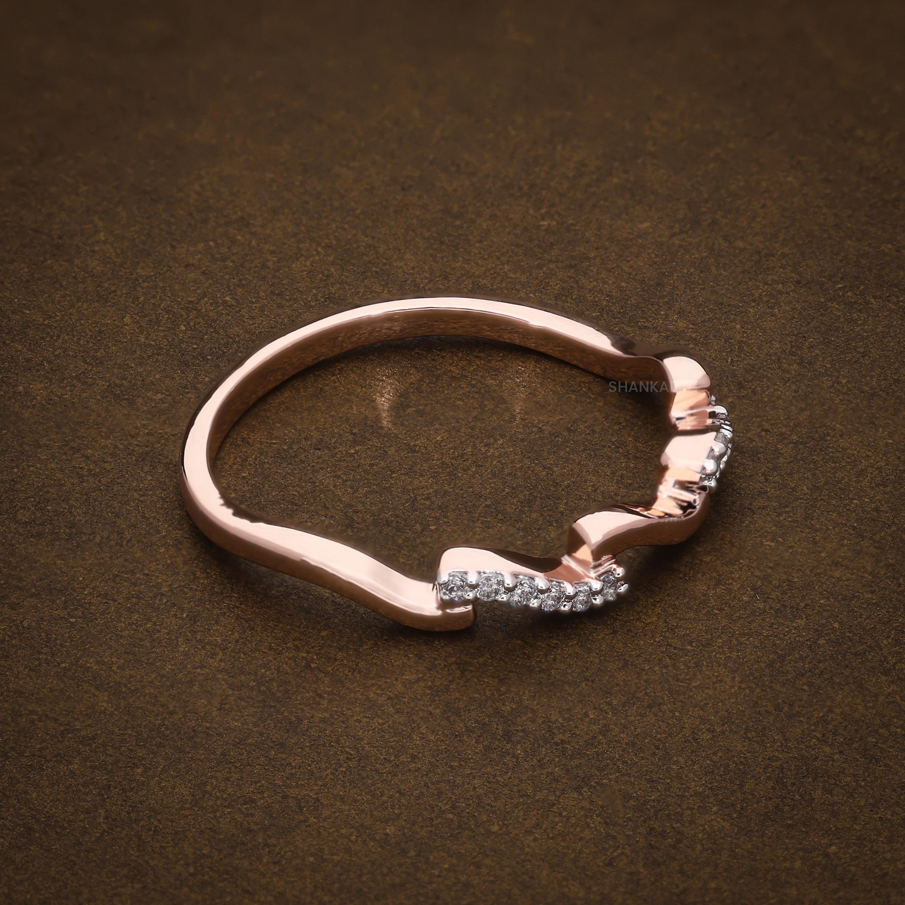 Lab Grown Diamond Zigzag Ring: 14k Gold Wavy Wedding Band - Etsy