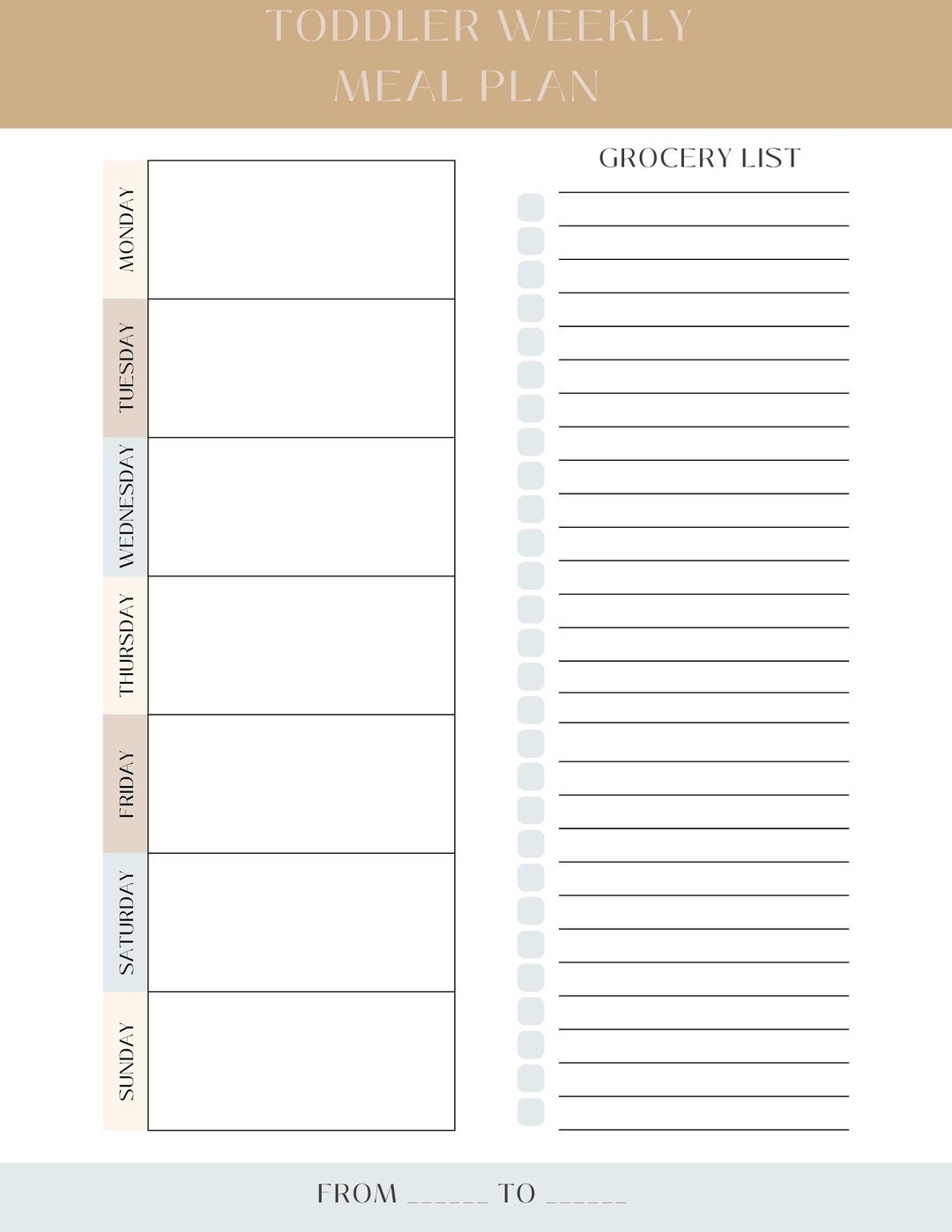 Toddler Meal Planner - Etsy