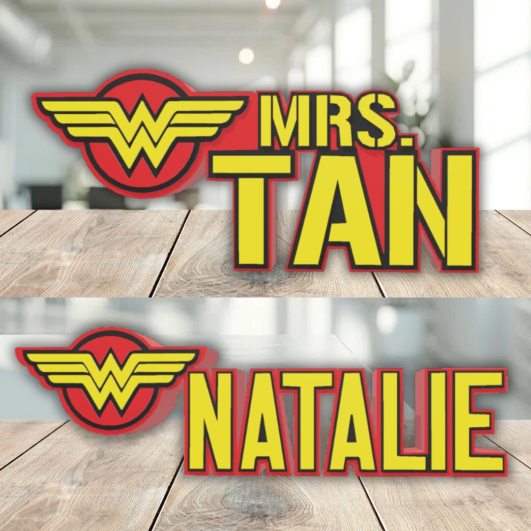 Wonder Woman Desk Name Plate, Desk Signs, Teacher Nameplate, Personal ...