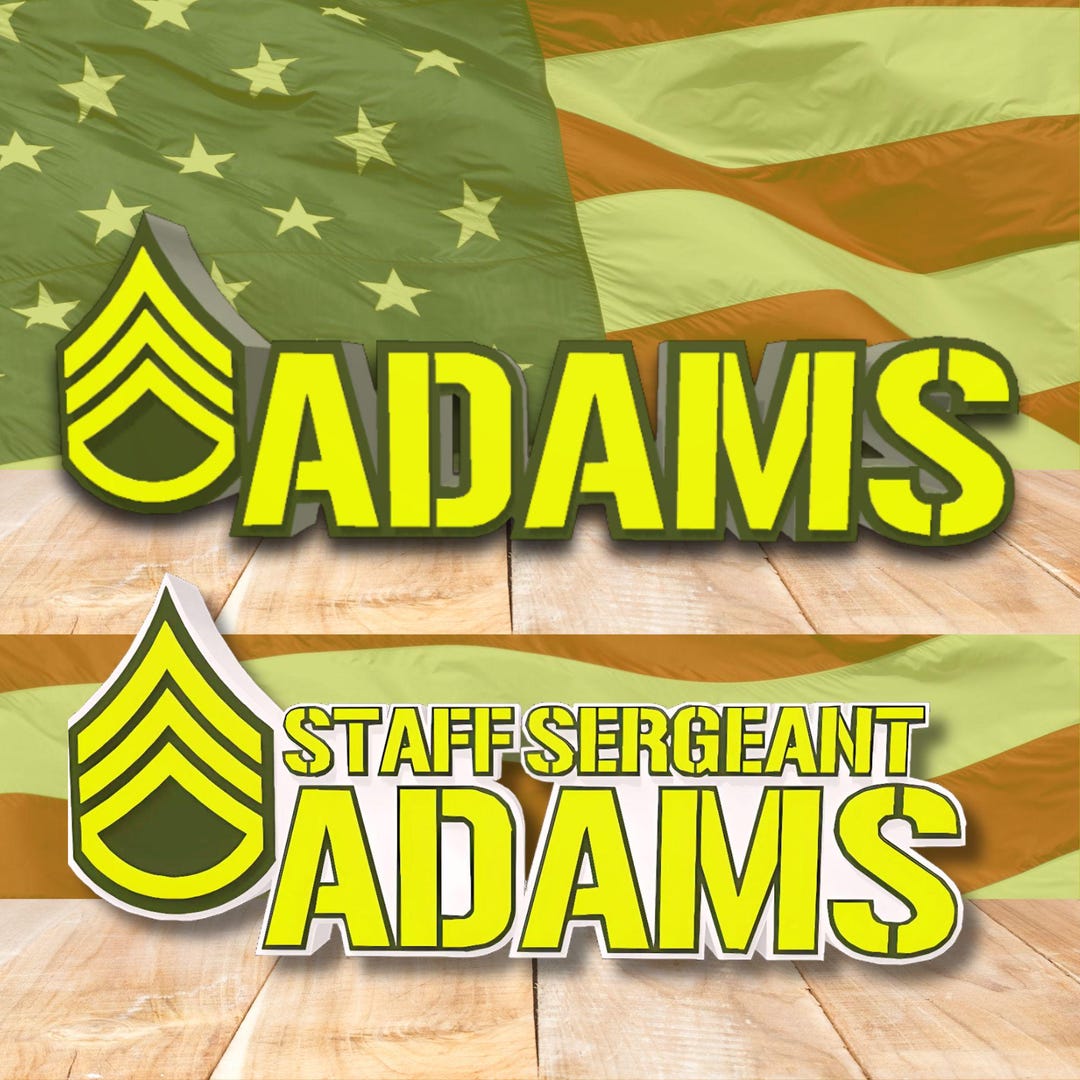 Personalized Staff Sergeant Rank Plaque, SSG Desk Name Plate, ARMY ...