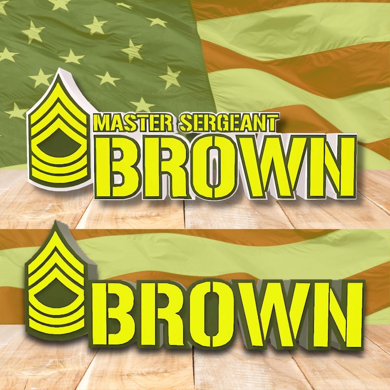 Personalized Army Master Sergeant Rank Plaque, MSG Desk Name Plate ...