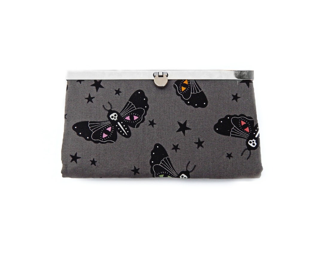Lunar Moth Wallet, Moth Design on Gray Background - Etsy