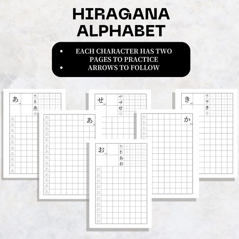 Hiragana Practice Sheets, Japanese for Beginners, Japanese Alphabet ...