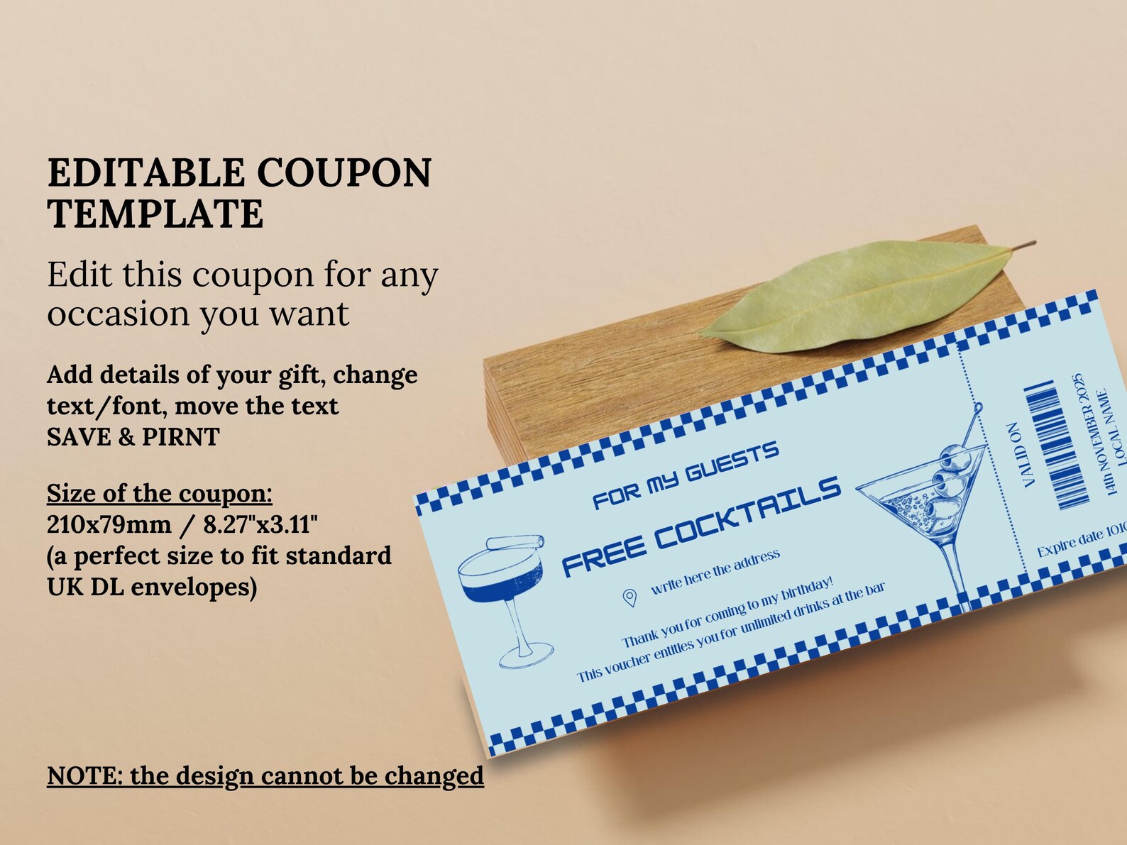 Free Cocktails Gift Certificate, Printable and Personalized Set of ...