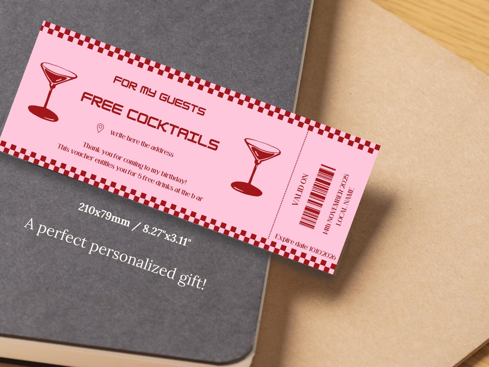 Free Cocktails Gift Certificate, Printable and Personalized Set of ...