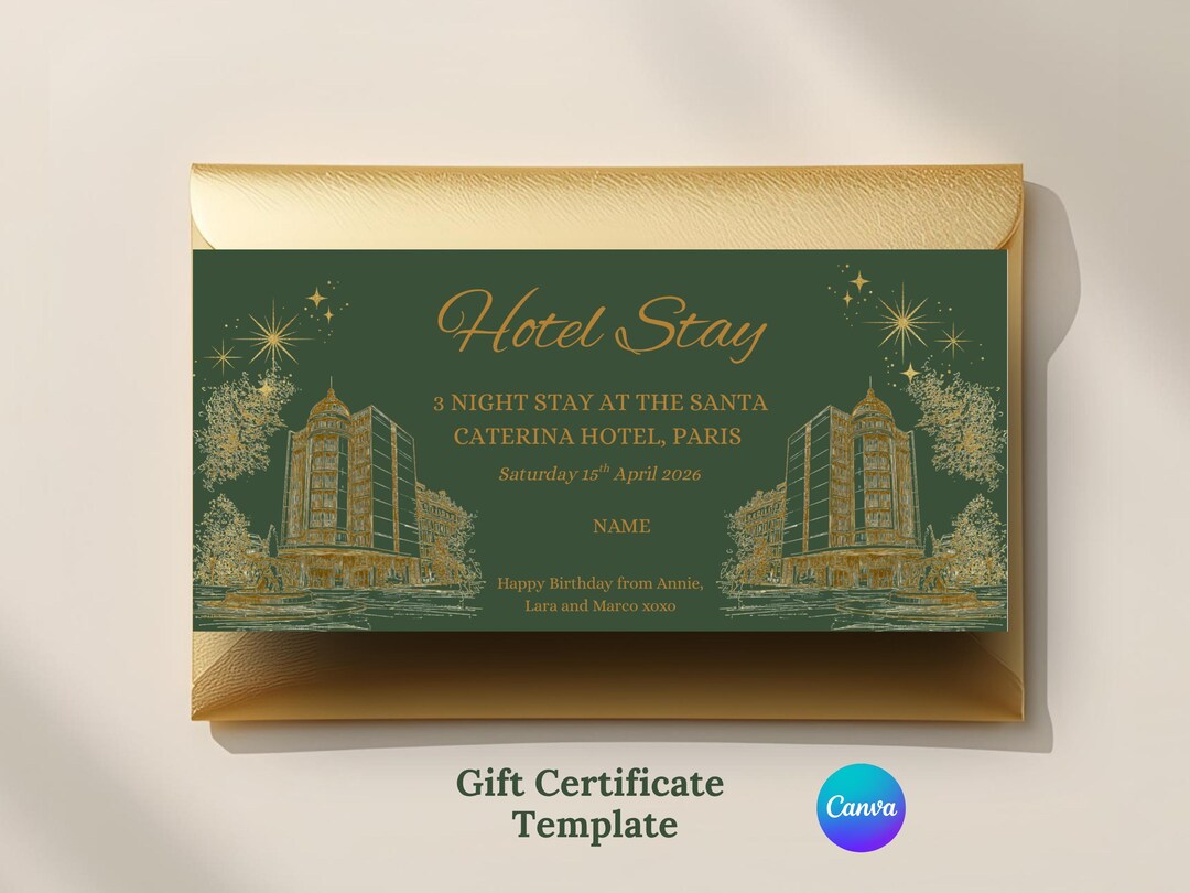 Luxury Hotel Stay Voucher Gift Certificate, Christmas, Anniversary ...