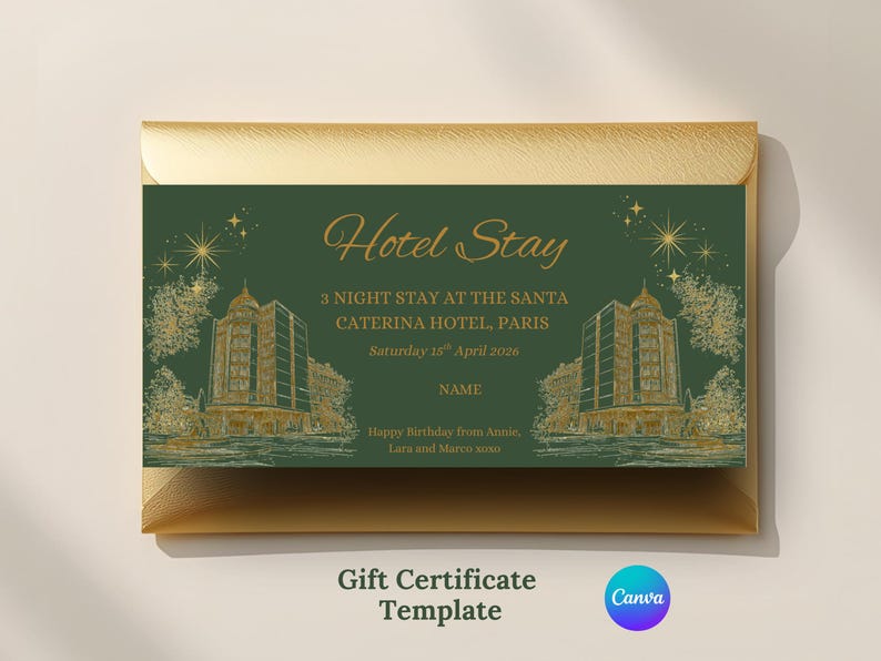 Luxury Hotel Stay Voucher Gift Certificate, Christmas, Anniversary ...