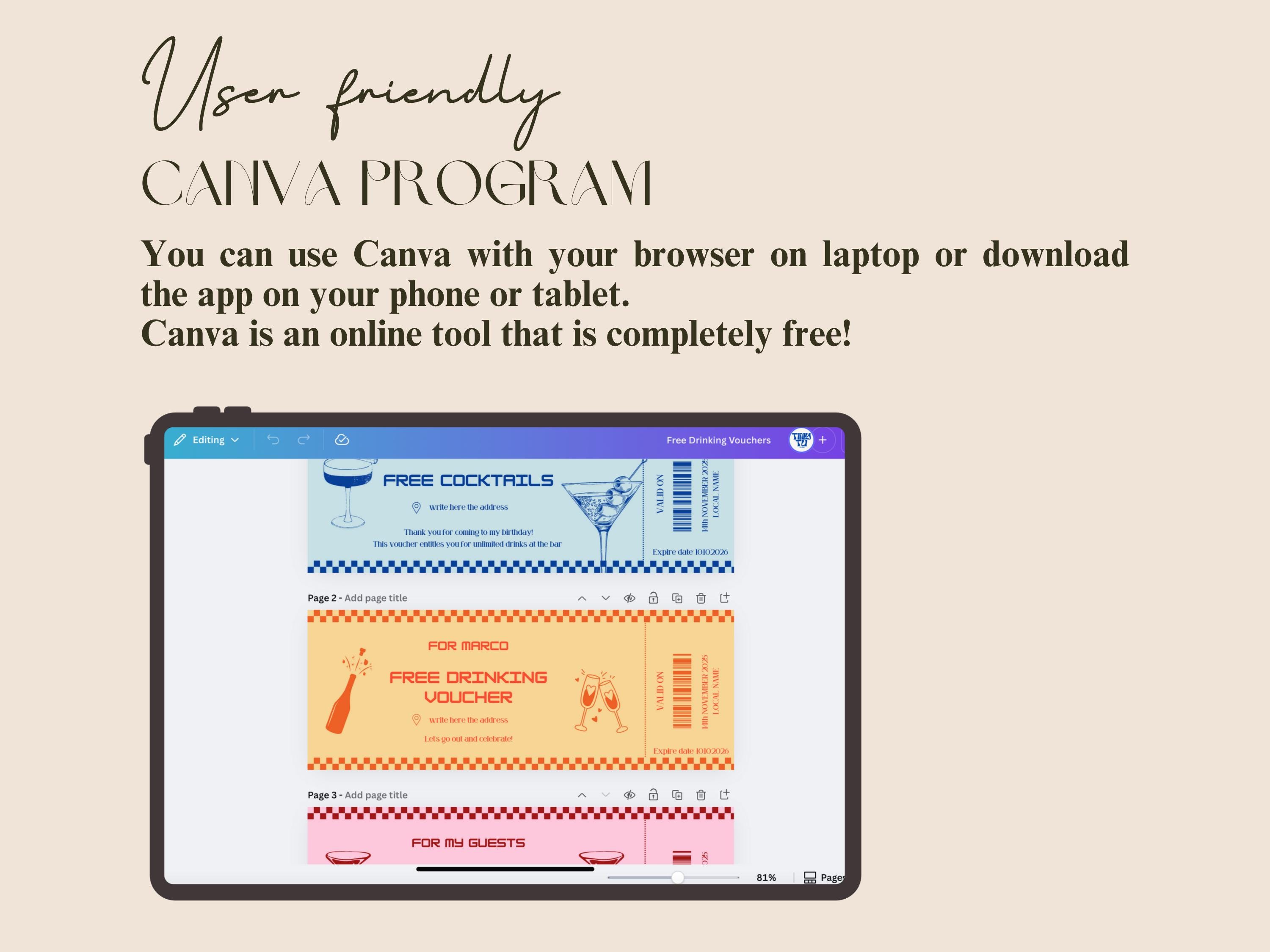 Free Cocktails Gift Certificate, Printable and Personalized Set of ...