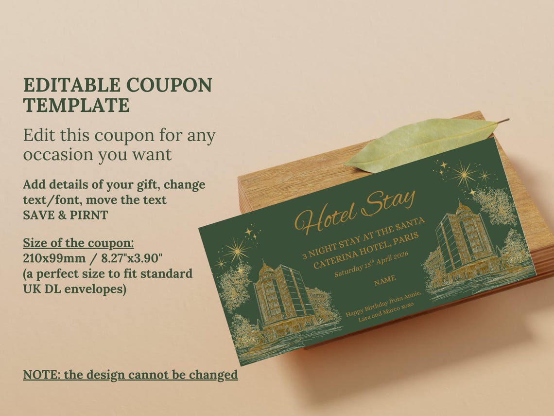 Luxury Hotel Stay Voucher Gift Certificate, Christmas, Anniversary ...