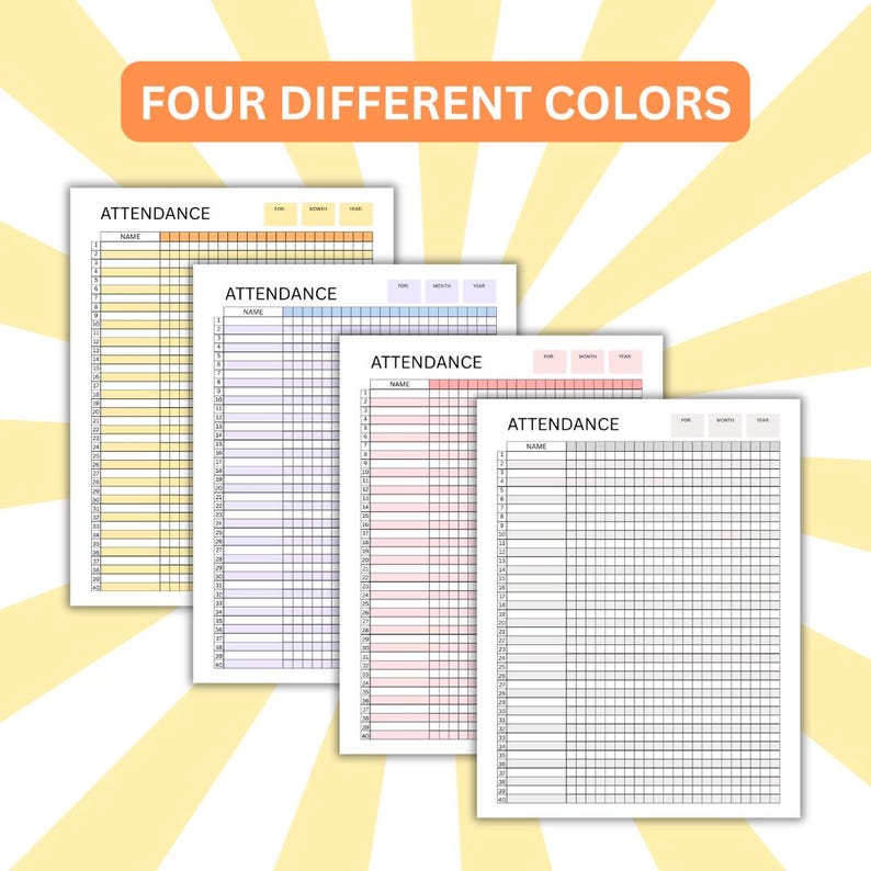 Attendance Tracker Printable Log , Attendance Sheet Template ...