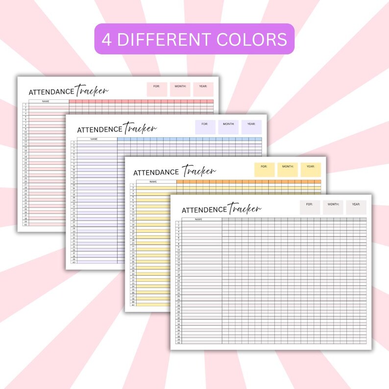 Attendance Tracker Printable Log, Attendance Sheet Template, Attendance ...