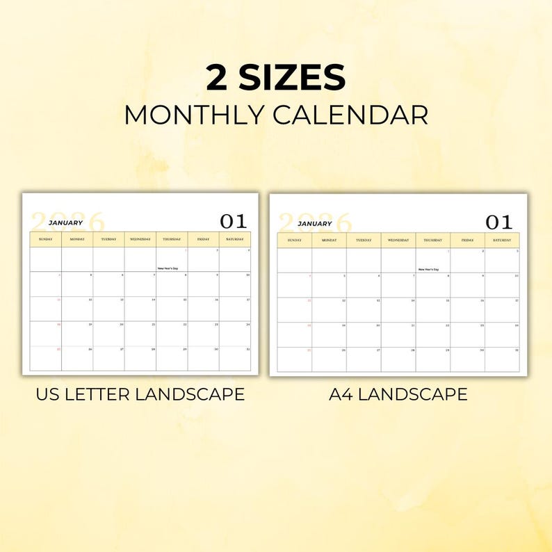 2026 Calendar Printable PDF | Minimalist Monthly Planner | 11" X 8.5 ...
