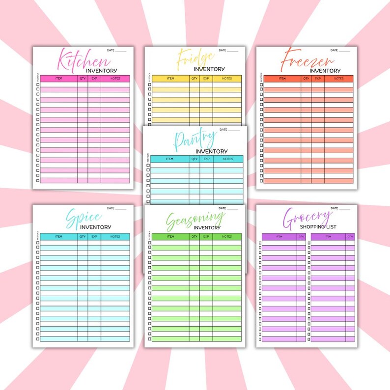 Kitchen Inventory Planner Printable/inventory Checklist/grocery ...