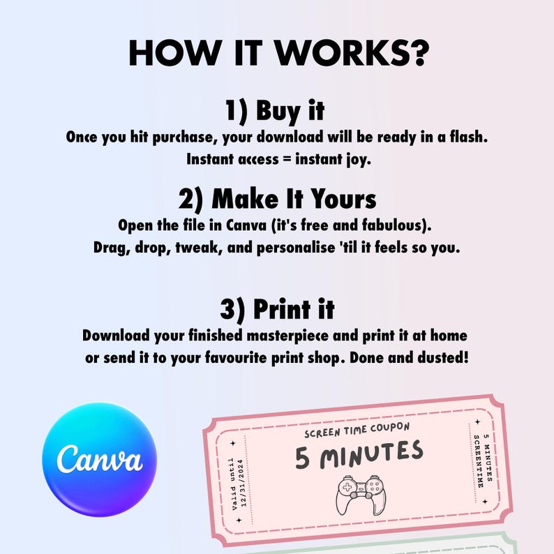 Screen Time Coupons for Kids, Printable Rewards, Chore System, Behavior ...