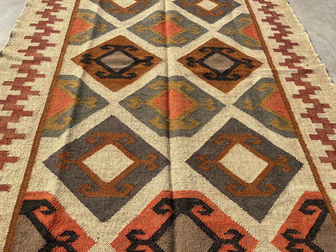Handwoven Wool Jute Rug, Bohemian Aztec Accent Kilim Rug, Handmade ...