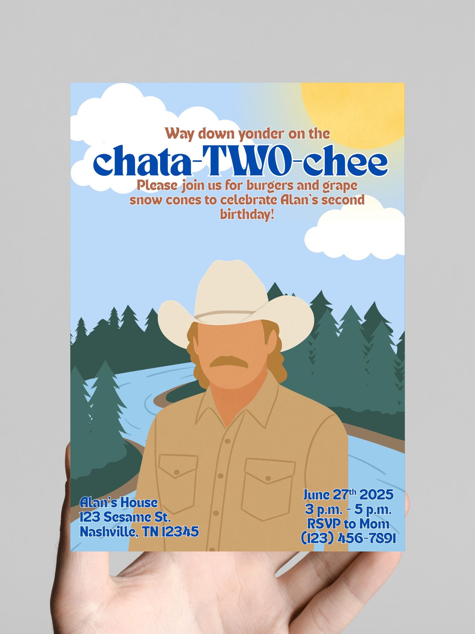 Alan Jackson Birthday Party Chata-two-chee Customizable Digital ...
