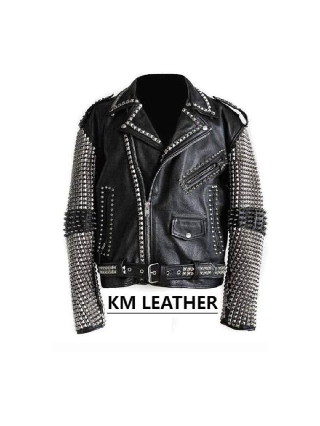 Handmade Studded Leather Biker Jacket - Punk Rock Gothic Jacket - Heavy ...