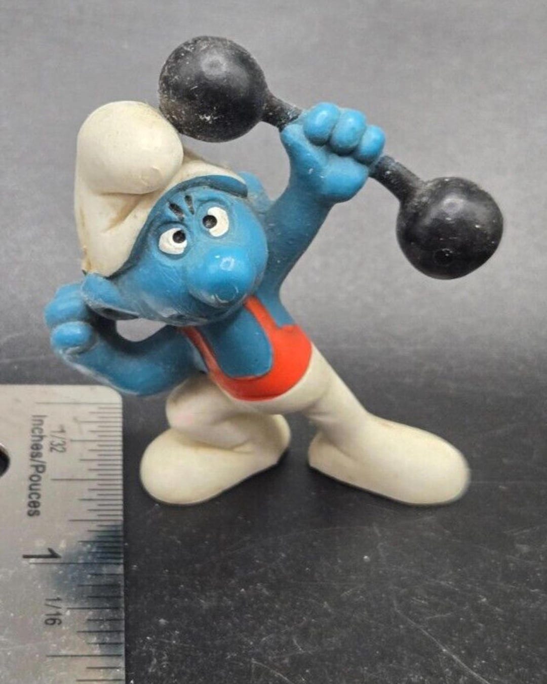 Smurfs Sitting Smurf #20026 Large Face Variation Vintage PVC Fig 1977 ...
