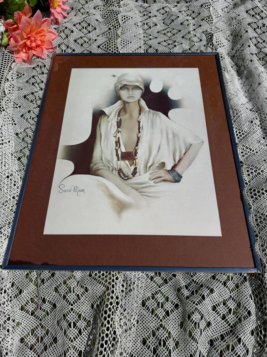 Vintage Framed Woman Portrait: Bijan Art Reproduction, Sara Moon Style ...