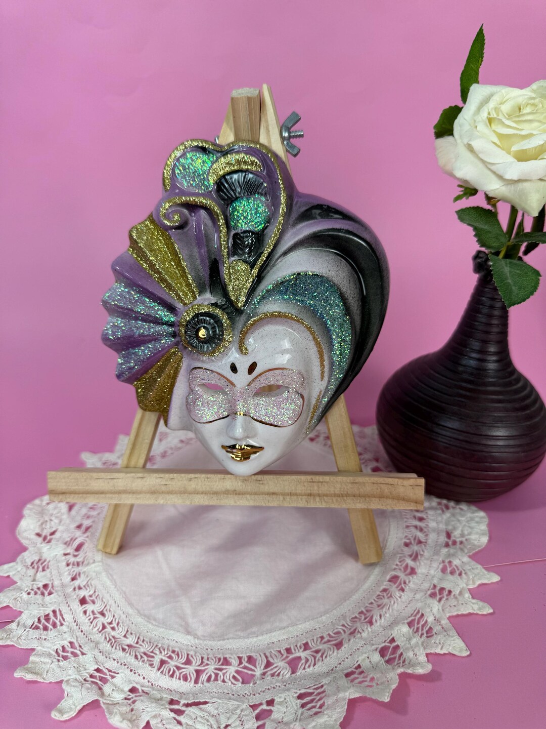 Vintage Italian Ceramic Decorative Mask - Venetian Style Wall Hanging ...