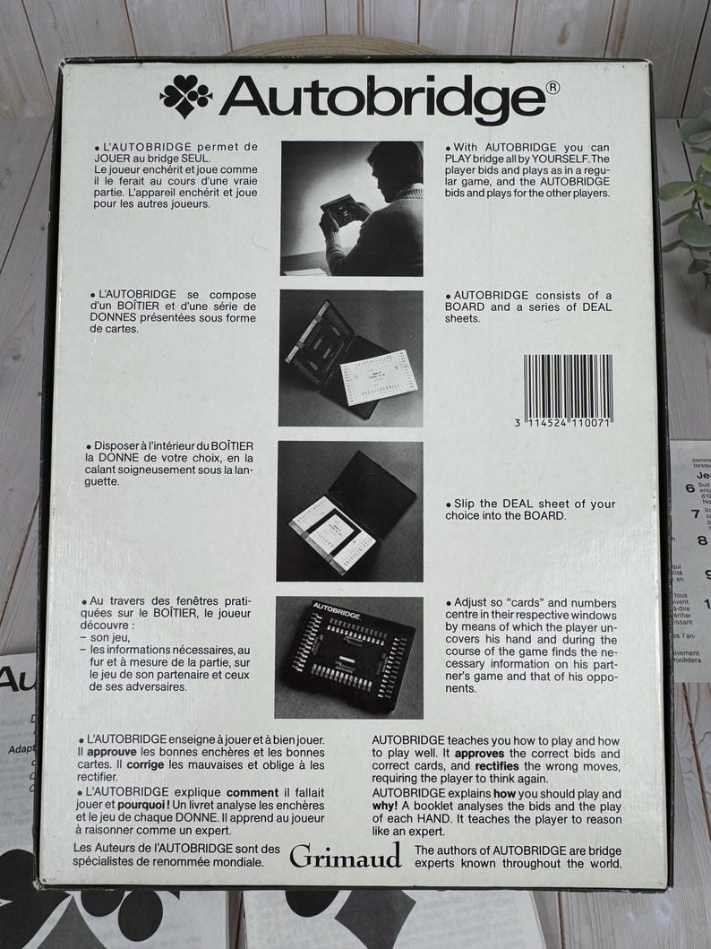 Vintage Autobridge Game by Grimaud - Solo Bridge Trainer - Beginner ...