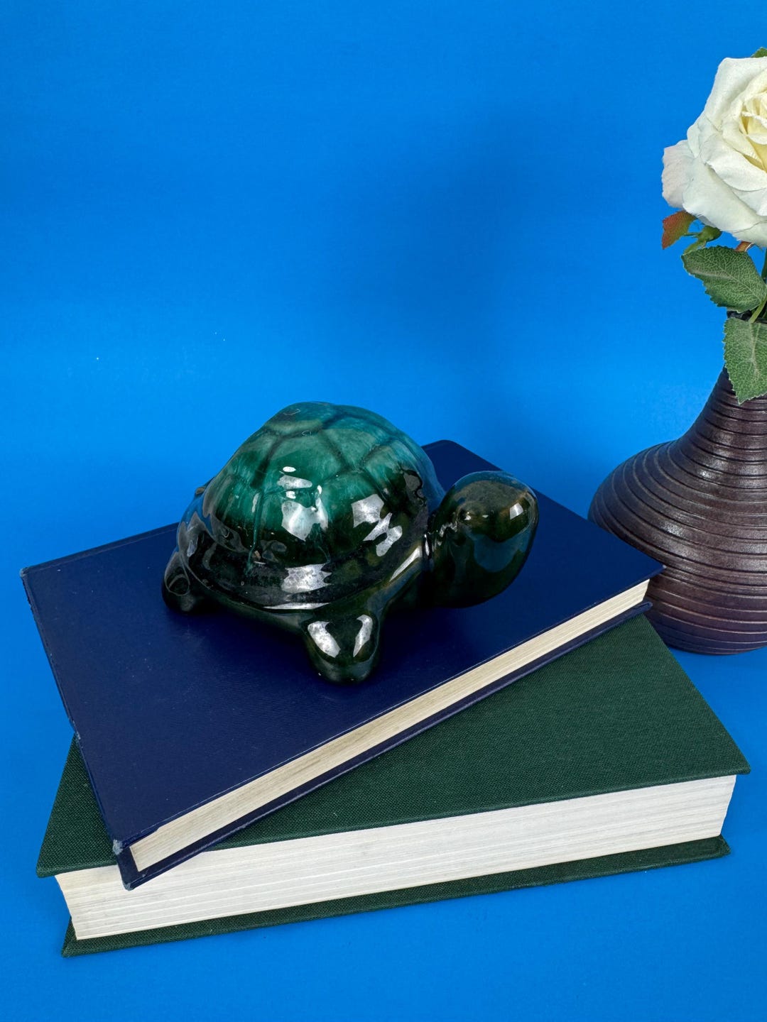 Vintage Ceramic Turtle Spoon Rest / Trinket Dish - Forest Green Glaze ...