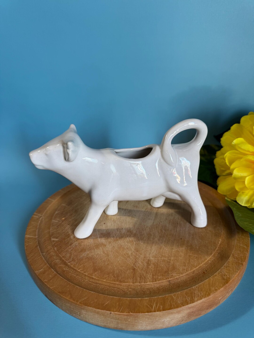 White Ceramic Cow Creamer | Farmhouse Animal Pourer | Rustic Farm Decor ...