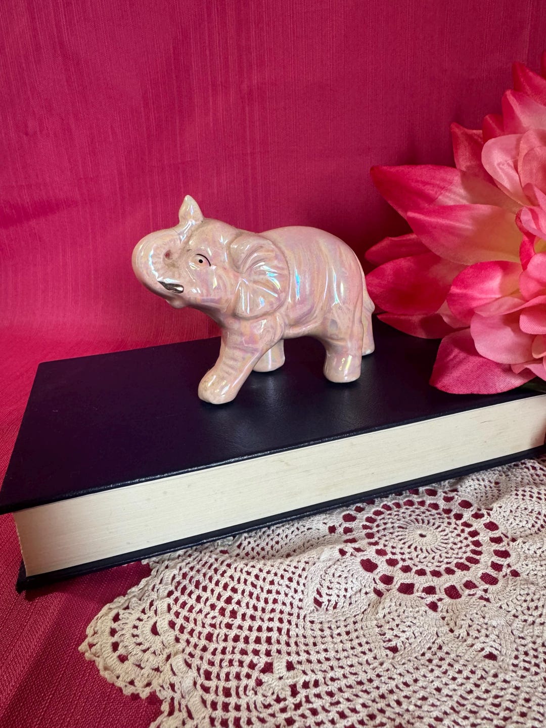 Adorable Iridescent Pink Elephant Figurine - Vintage Collectible Decor ...