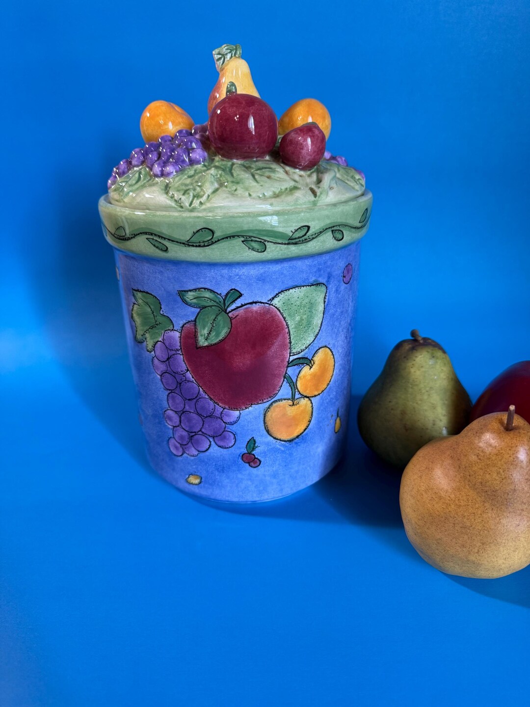 Vintage Sango Sangria Canister: Sue Zipkin Hand-painted Fruit Cookie ...