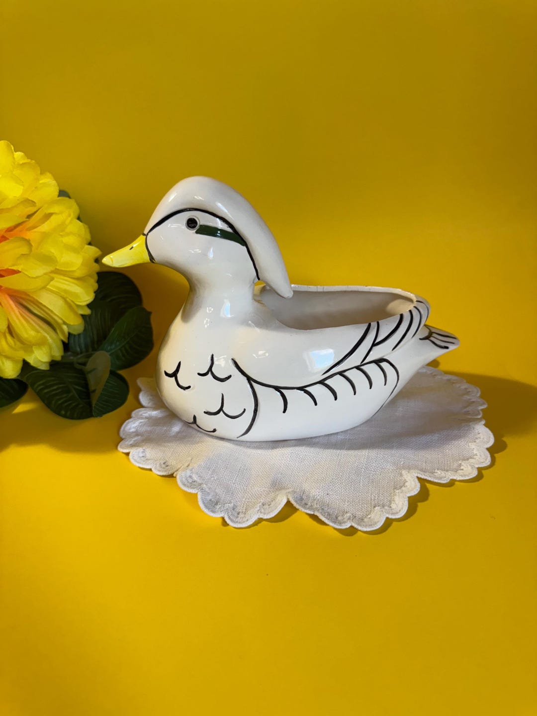 Vintage Porcelain Duck Planter: Rustic Home Decor - Etsy