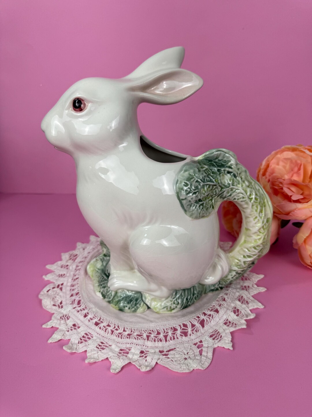 Vintage Pizzato Ceramic Rabbit Pitcher – Italian Hand-made Ewer, Spring ...