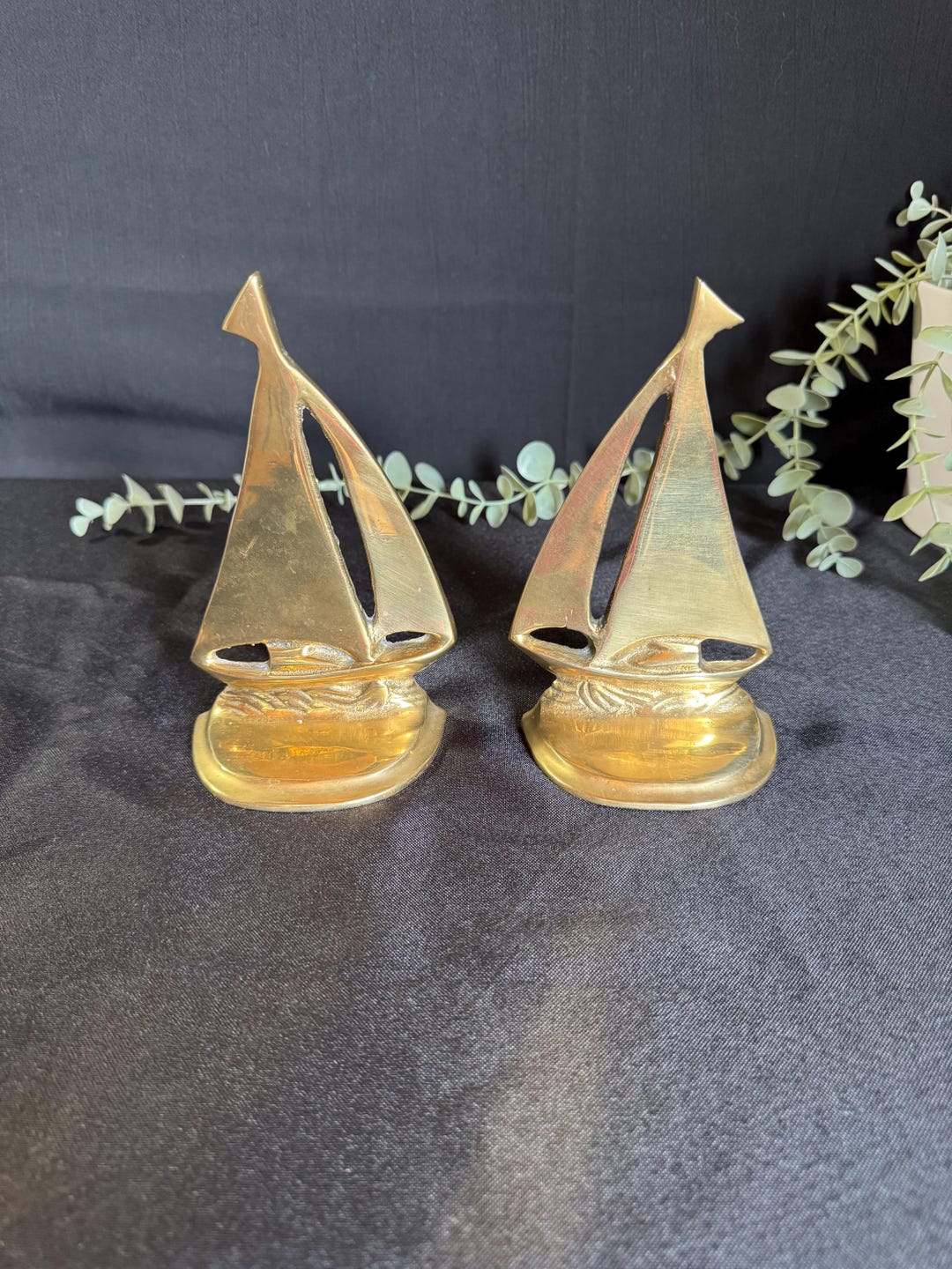 Vintage Brass Sailboat Bookends - Elegant Nautical Decor - Pair - Etsy