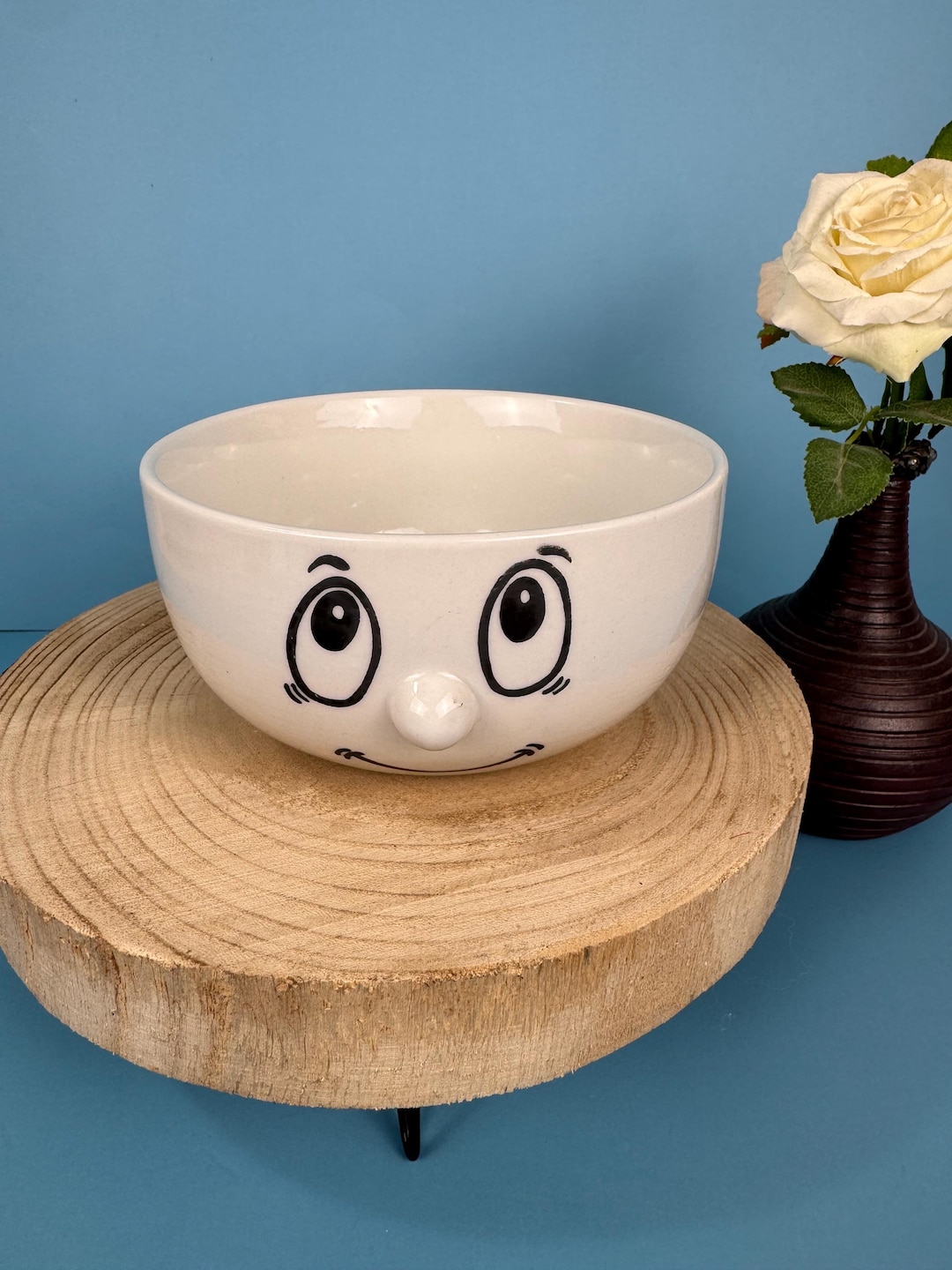 Vintage Ceramic Smiling Face Bowl - Funny Kitsch Egg Head Style - Etsy