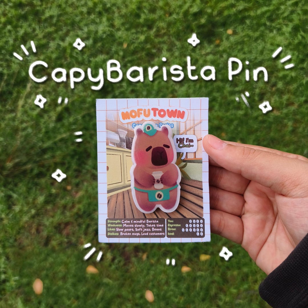 Capybara Barista Pin [capy-ccino Series] | Cute Capybara Handmade ...