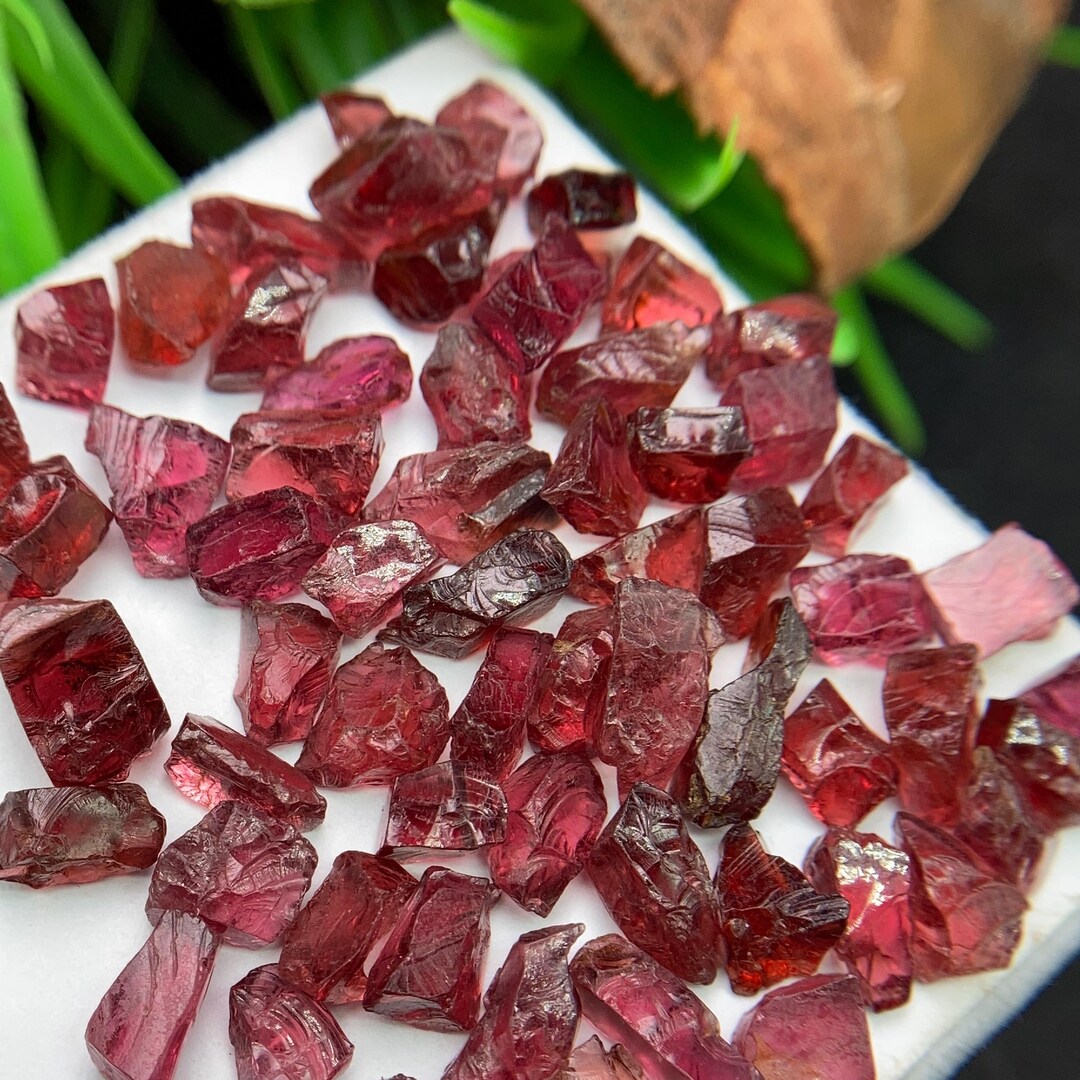 50 Carat Natural Red Garnet Rough Lot, Faceting Crystal, January ...