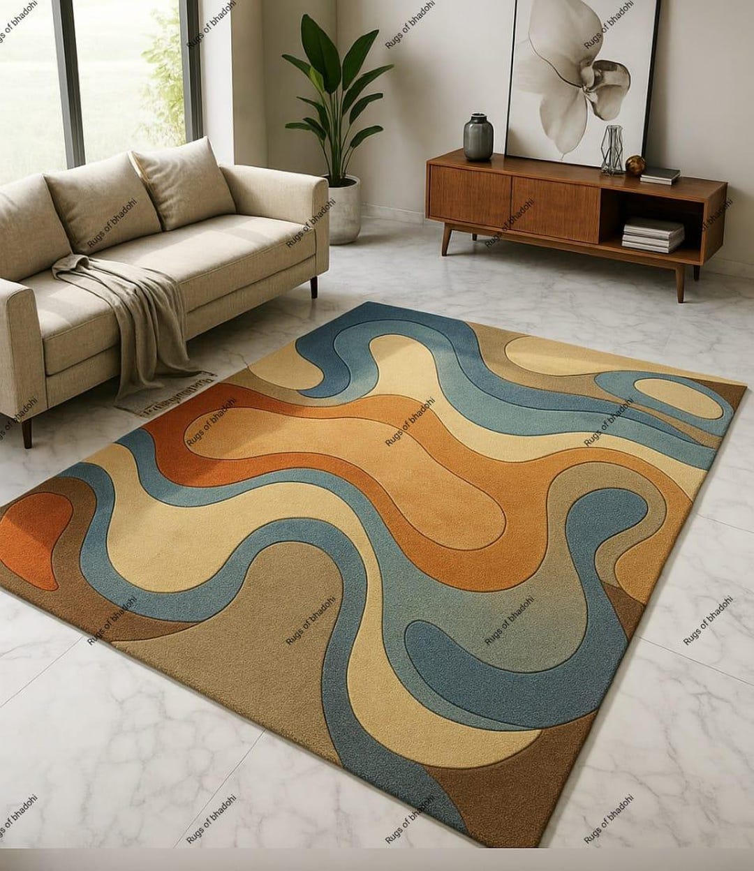 Modern Abstract Wave Carpet for Living Room and Lounge Spaces - Etsy