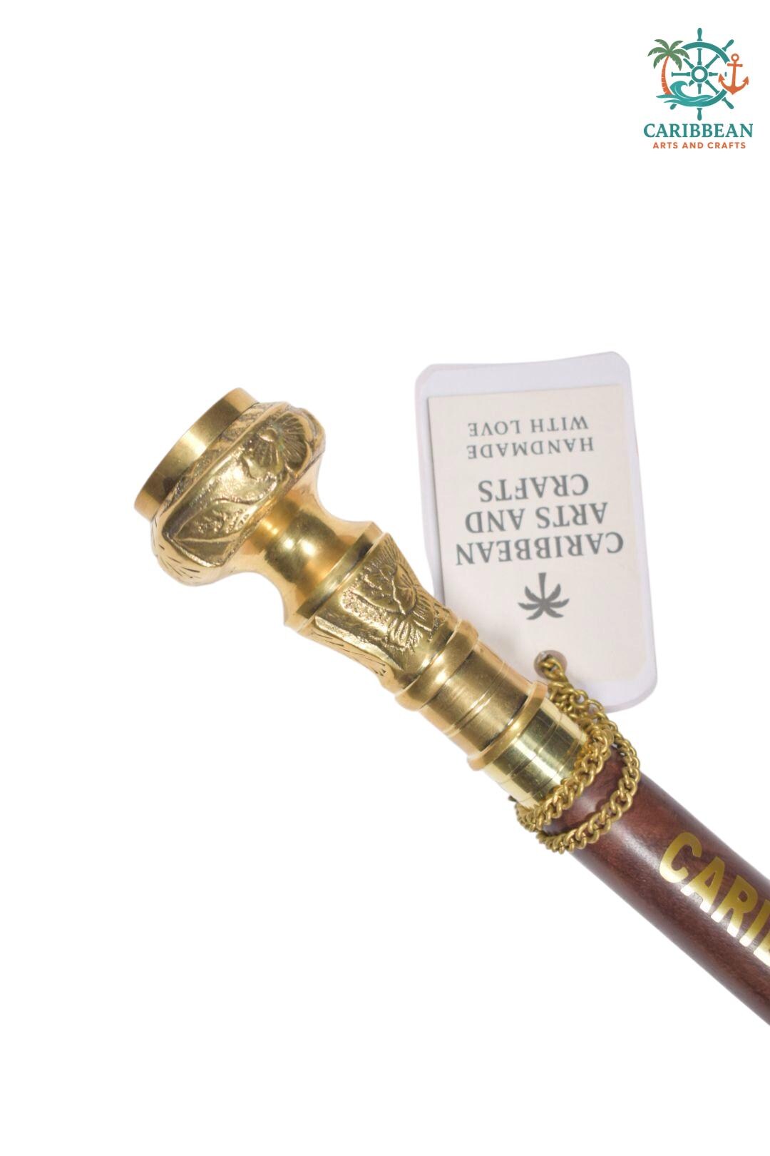 Personalized Engraved Brass Compass Walking Stick - Handmade Wooden ...