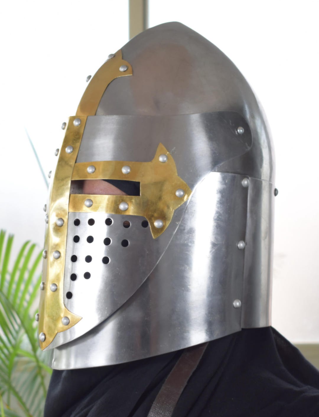 Crusader Golden Knight Helmet | Medieval Helmet for Cosplay & LARP ...