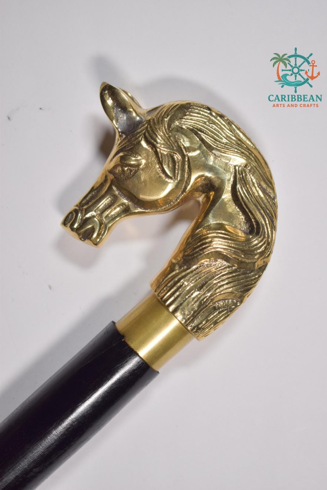 Personalised Engraved Cane Horse Head Walking Stick – Handmade Brass ...