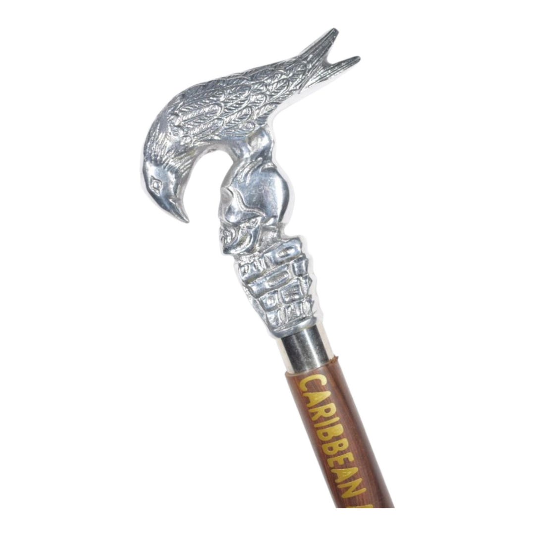 Personalised Engraved Cane Crow on a Skull Head Walking Stick ...