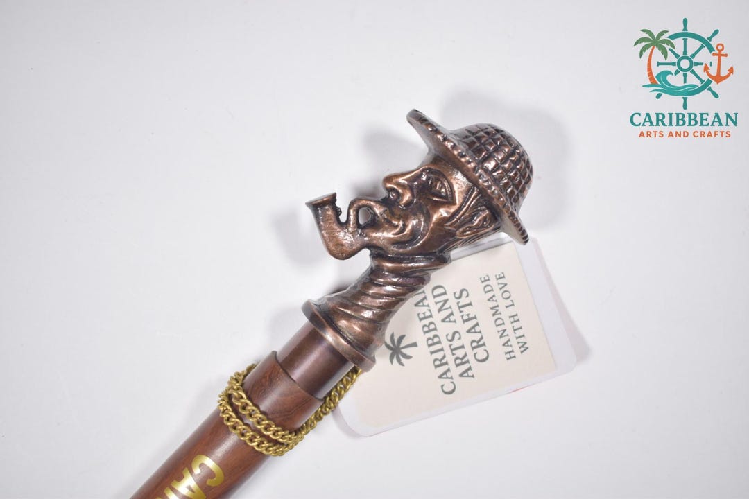 Smoking Gentleman Head Walking Stick – Handmade Brass Handle Cane ...