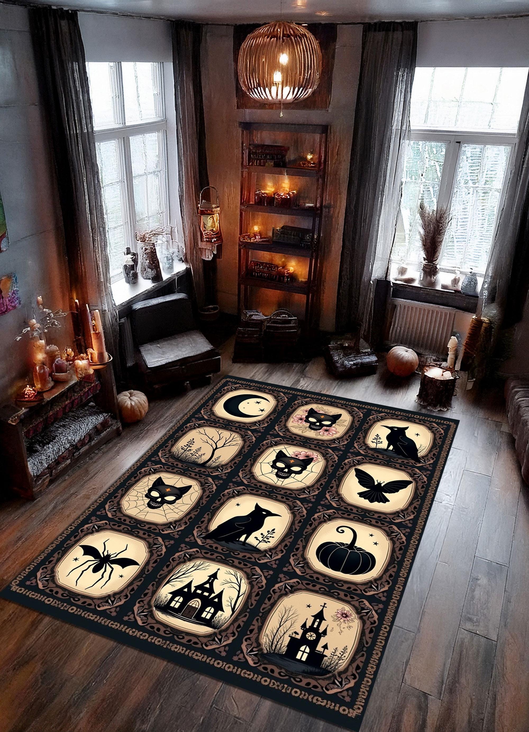 Gothic Halloween Patchwork Rug,vintage Witchcore Rug,dark Spooky Rug ...