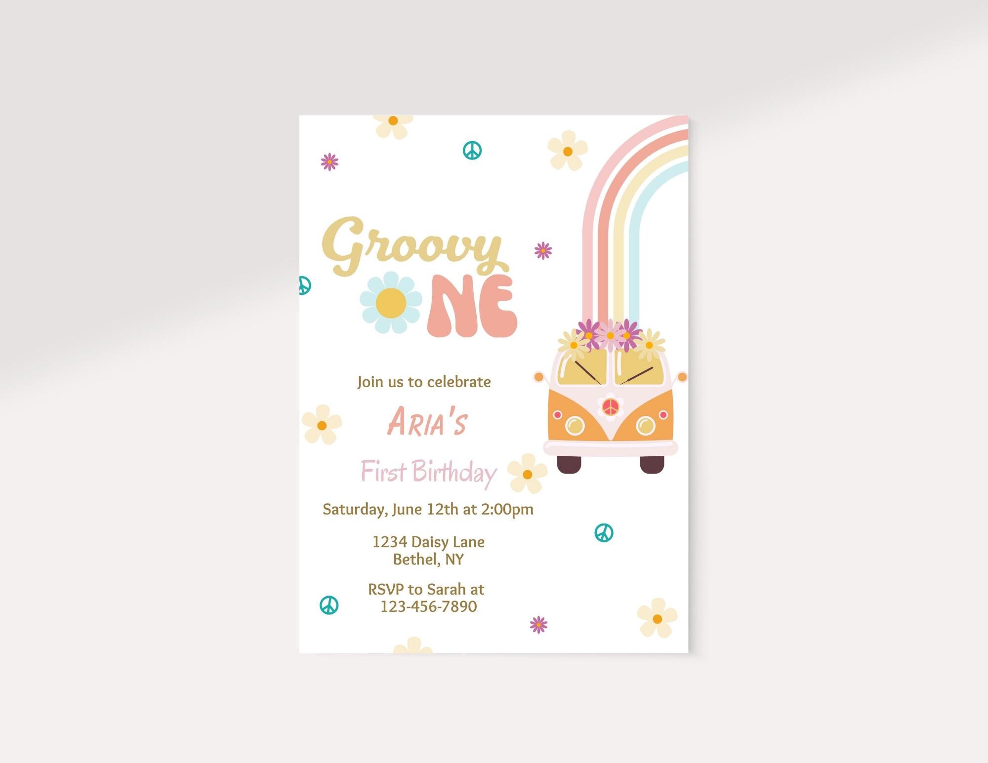 Groovy One Birthday Invitation, 1st Birthday Invite, Groovy One ...
