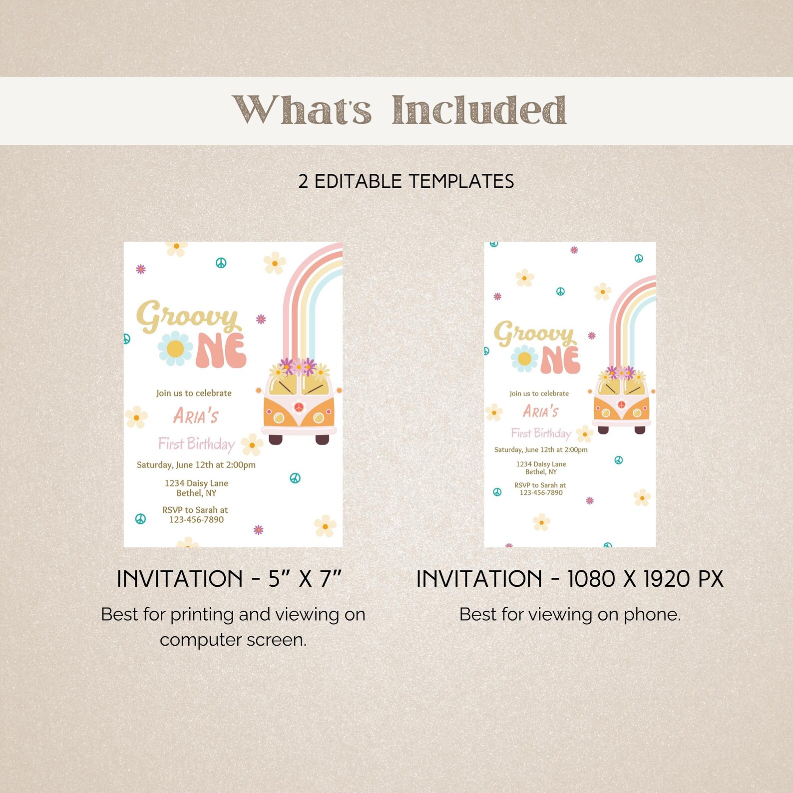 Groovy One Birthday Invitation, 1st Birthday Invite, Groovy One ...