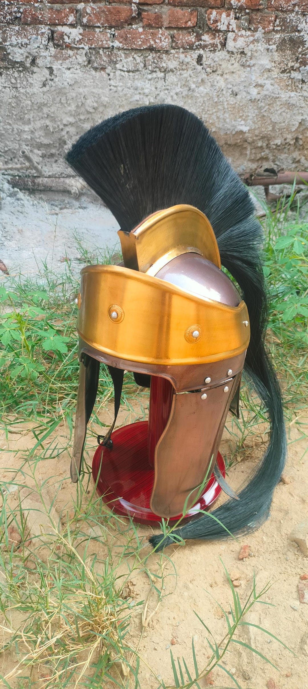 Roman Centurion Helmet Brass Plume | Medieval Warrior Armor Helmet ...