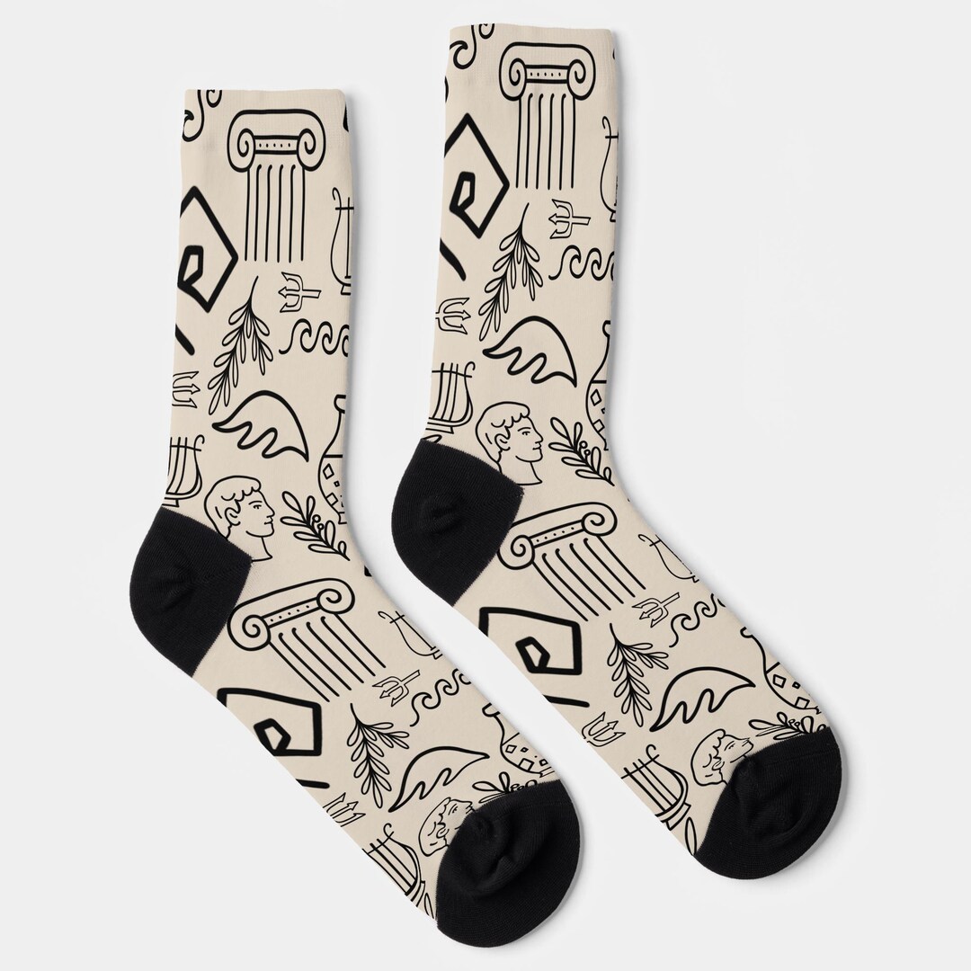 Classic Greco-roman Line Art Socks: Timeless Elegance - Etsy