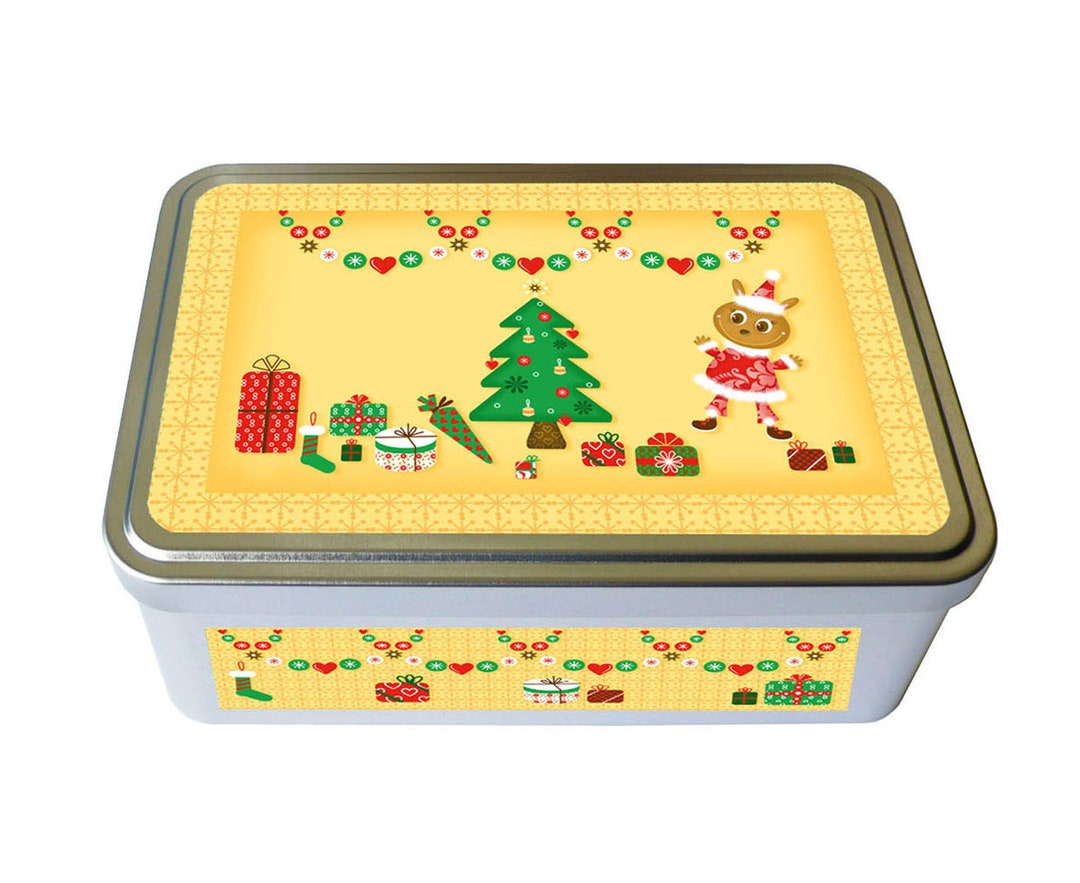 Illustrated Metal Box Christmas Theme Cookie Box Drawing Tree Gifts - Etsy