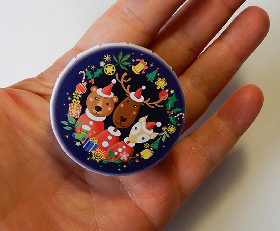 Metal Clic-clac Box Illustrated Christmas Wreath Animals Pill Box Candy ...