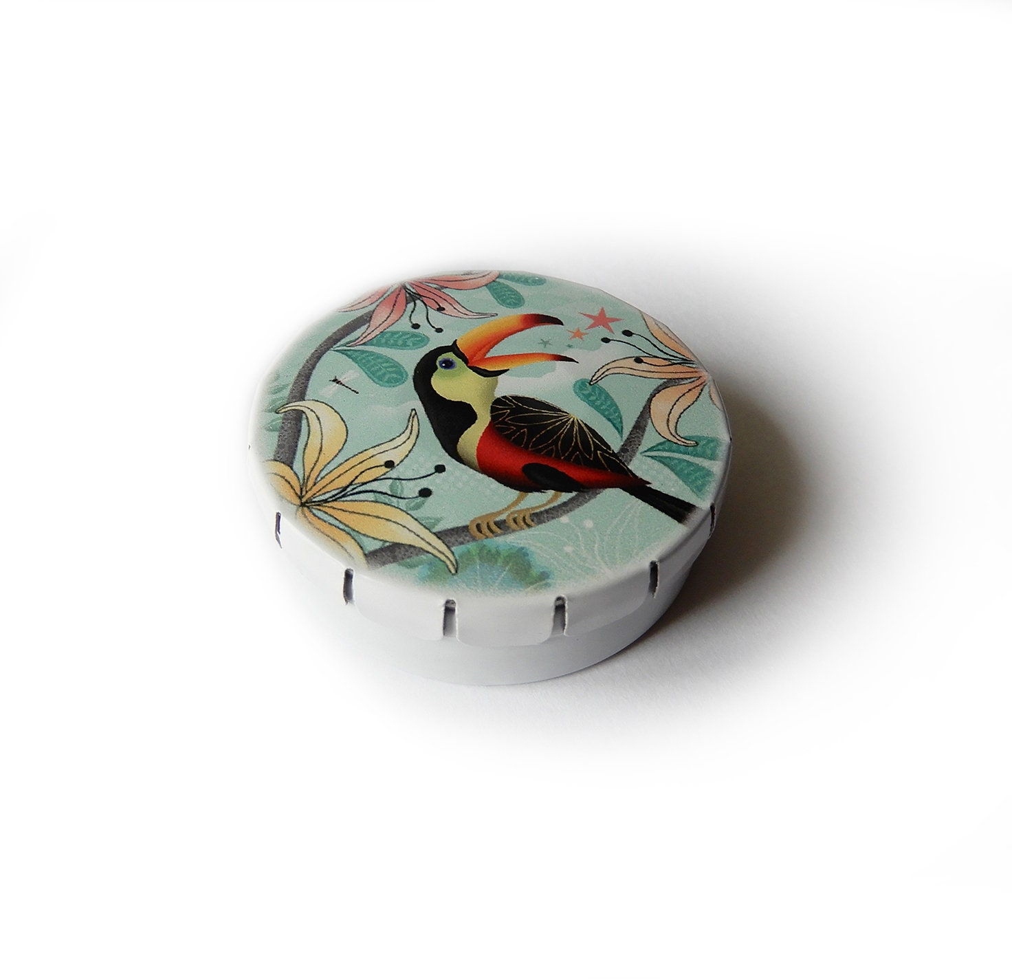 Metallic Click Clac Box Illustrated Toucan Pill Box Candy Ashtray ...